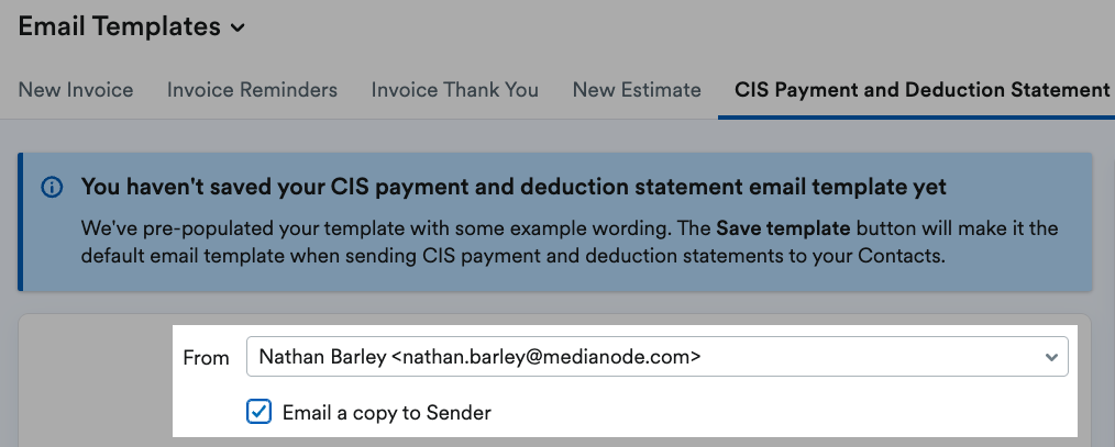 Set up an email template for CIS payment and deduction statements ...