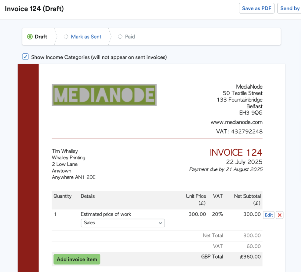 Convert an estimate into an invoice – FreeAgent