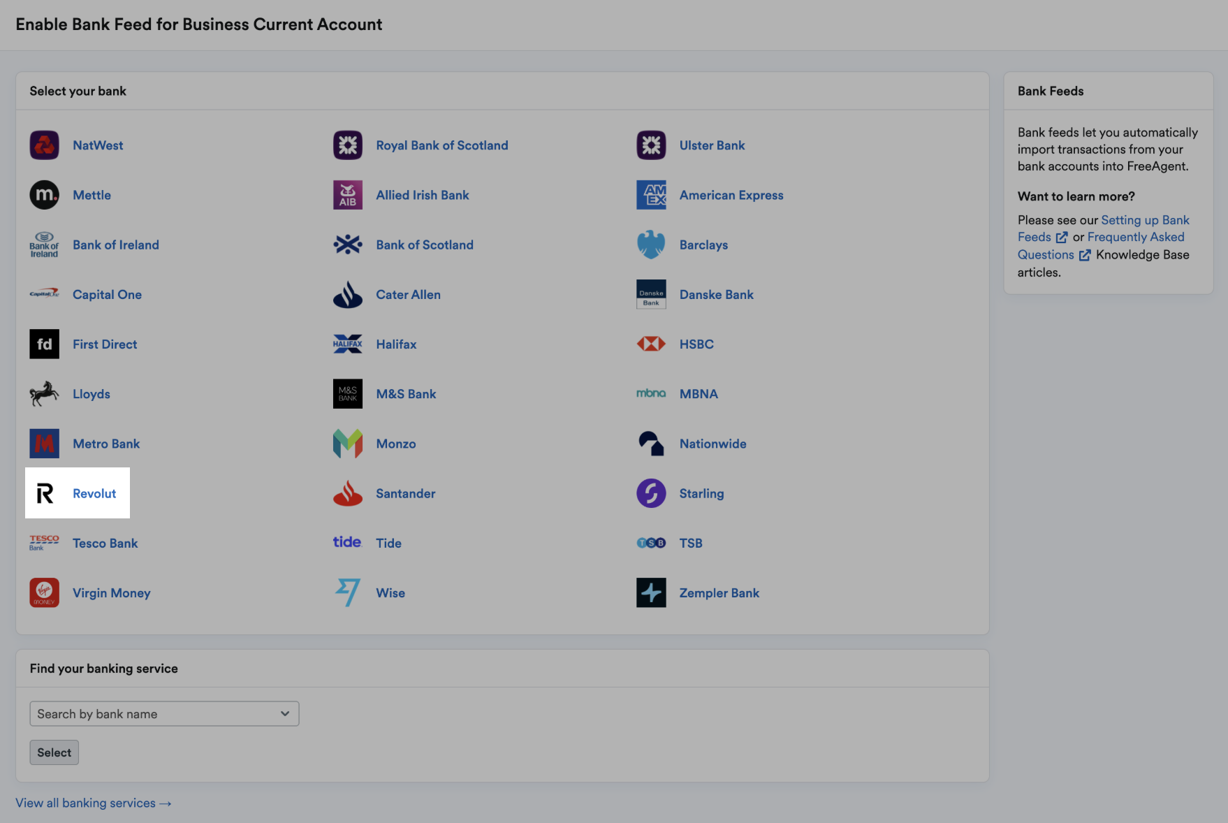 Set up a bank feed integration with Revolut – FreeAgent