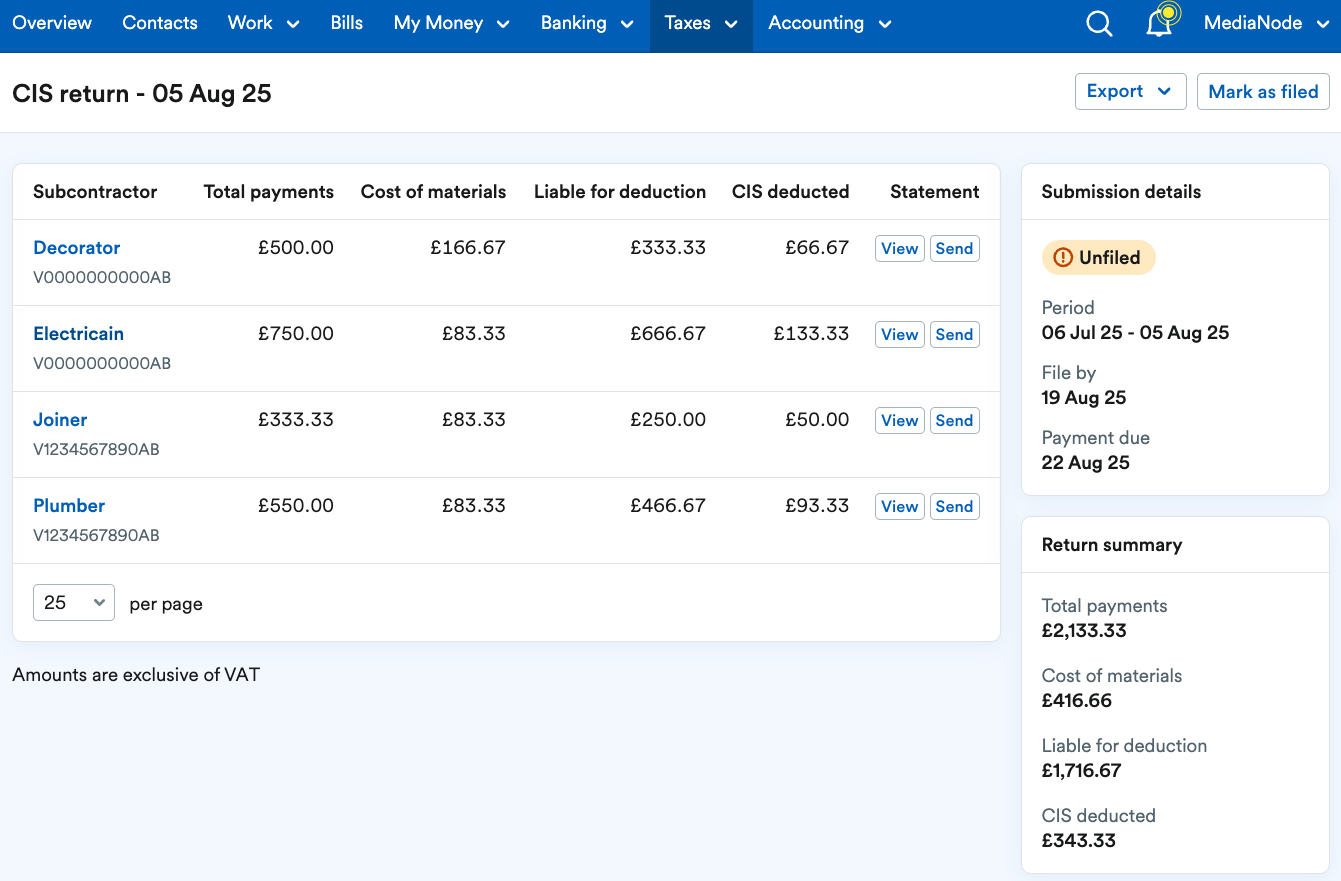 Construction Industry Scheme (CIS) for contractors in FreeAgent – FreeAgent