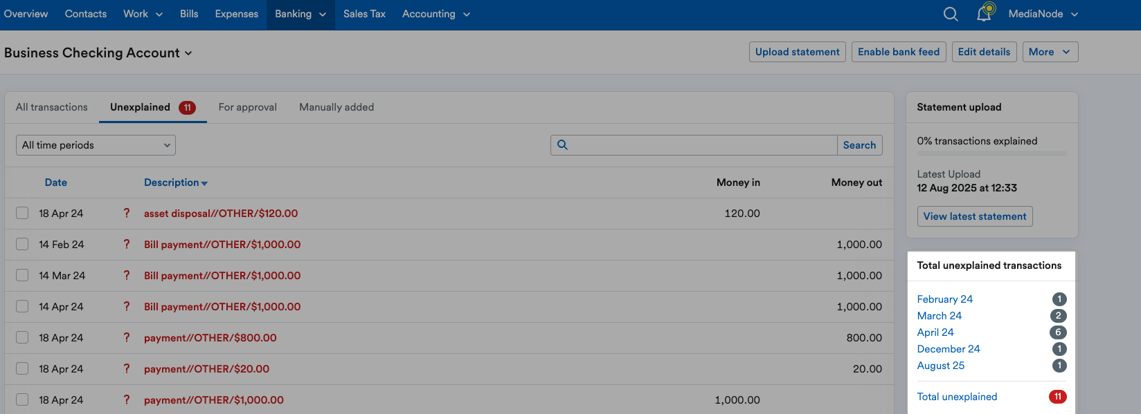 Explain multiple bank transactions in bulk – FreeAgent