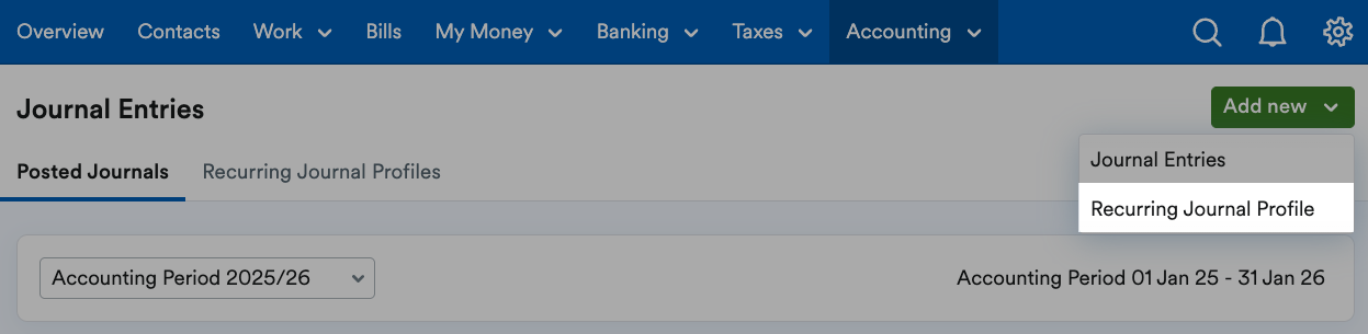 Create recurring journal entries – FreeAgent