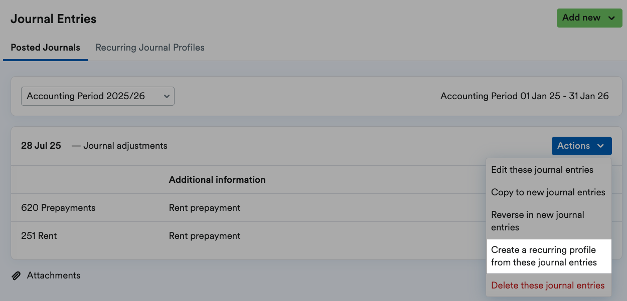 Create recurring journal entries – FreeAgent