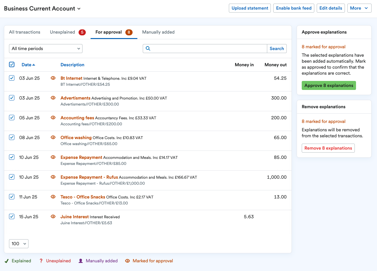 Explain multiple bank transactions in bulk – FreeAgent