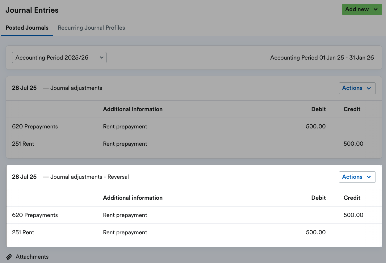 Copy or reverse journal entries – FreeAgent