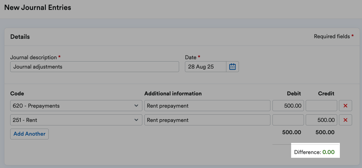 Create journal entries – FreeAgent