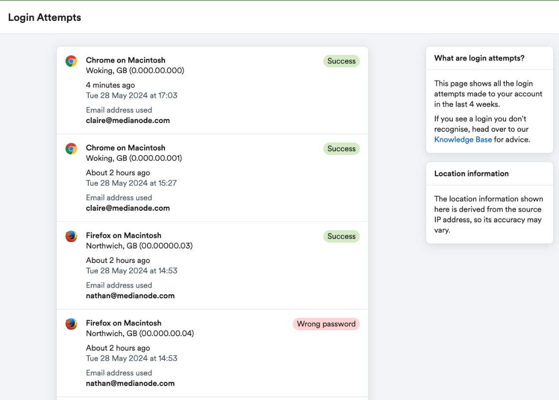 Practice Dashboard login attempts – FreeAgent