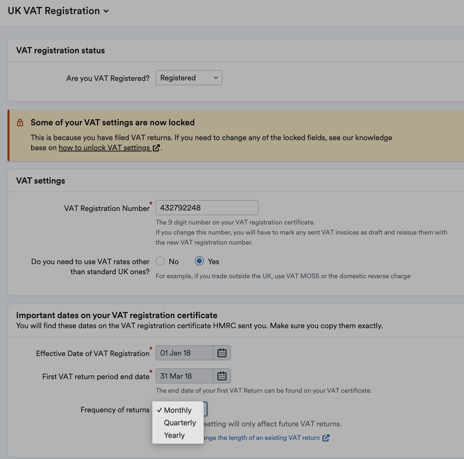 Change the default VAT return period length – FreeAgent