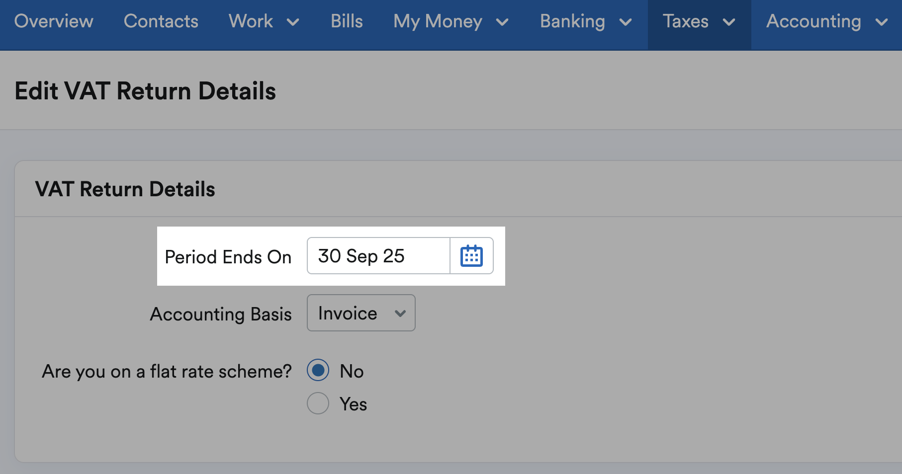 Change the default VAT return period length – FreeAgent