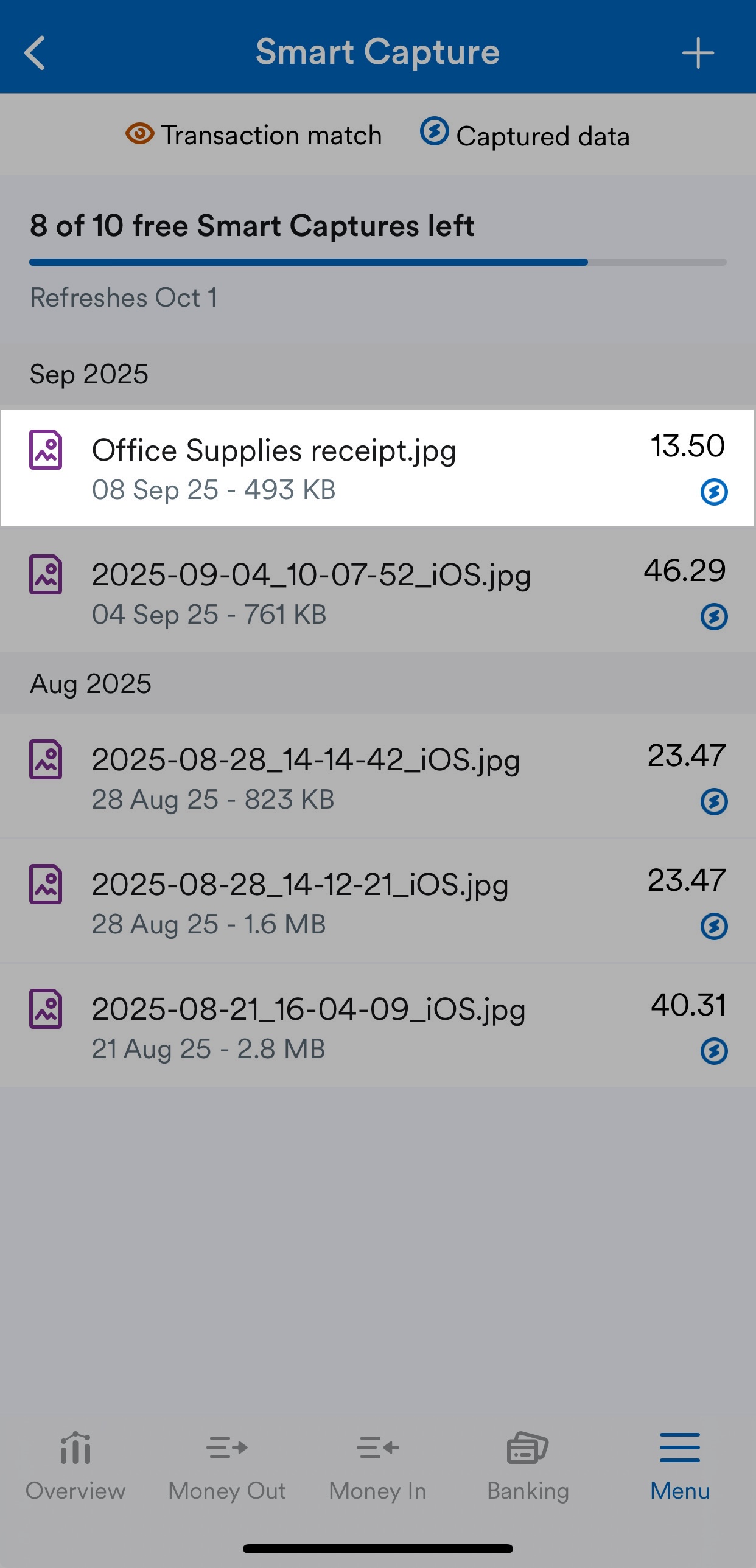 Capture a receipt using Smart Capture on mobile – FreeAgent