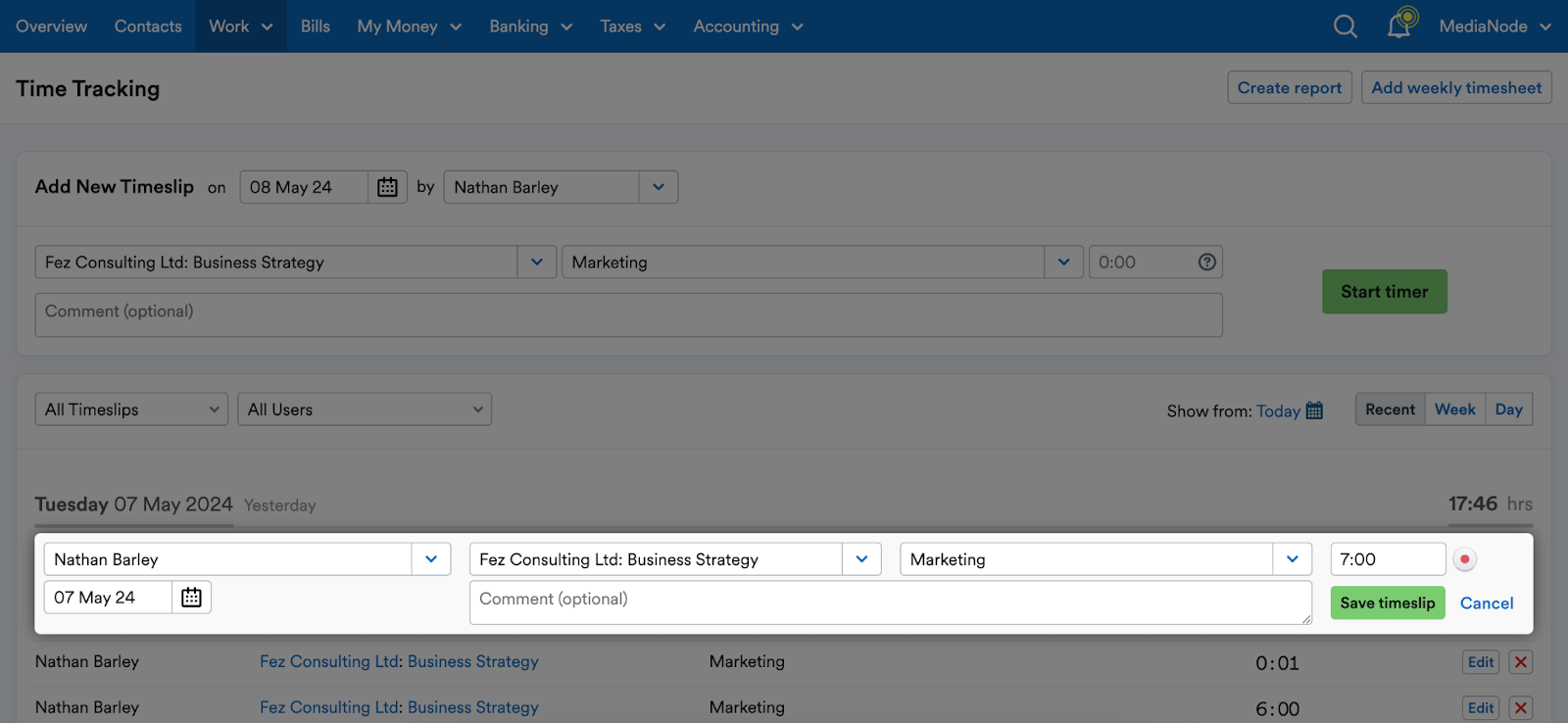 How to edit or delete a timeslip – FreeAgent