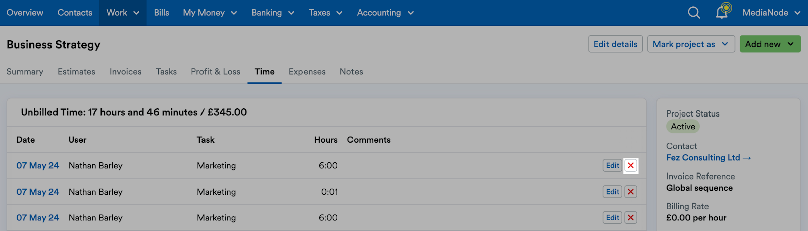 How to edit or delete a timeslip – FreeAgent