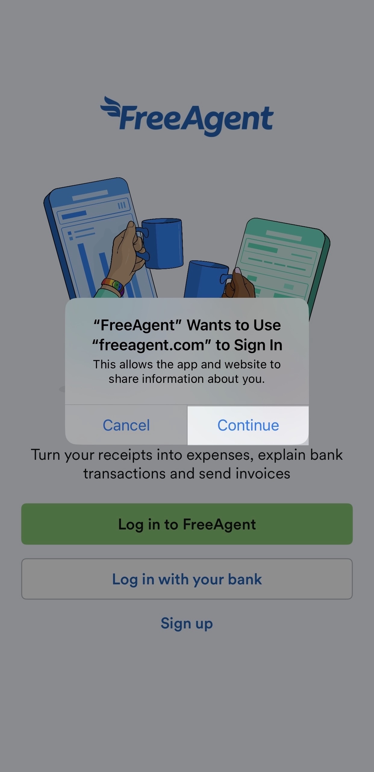 Log in to the FreeAgent mobile app with your FreeAgent login details – FreeAgent