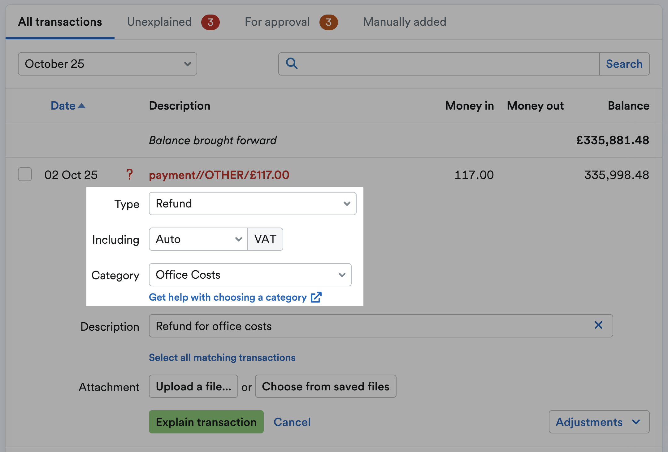 Explain money received into your bank account – FreeAgent