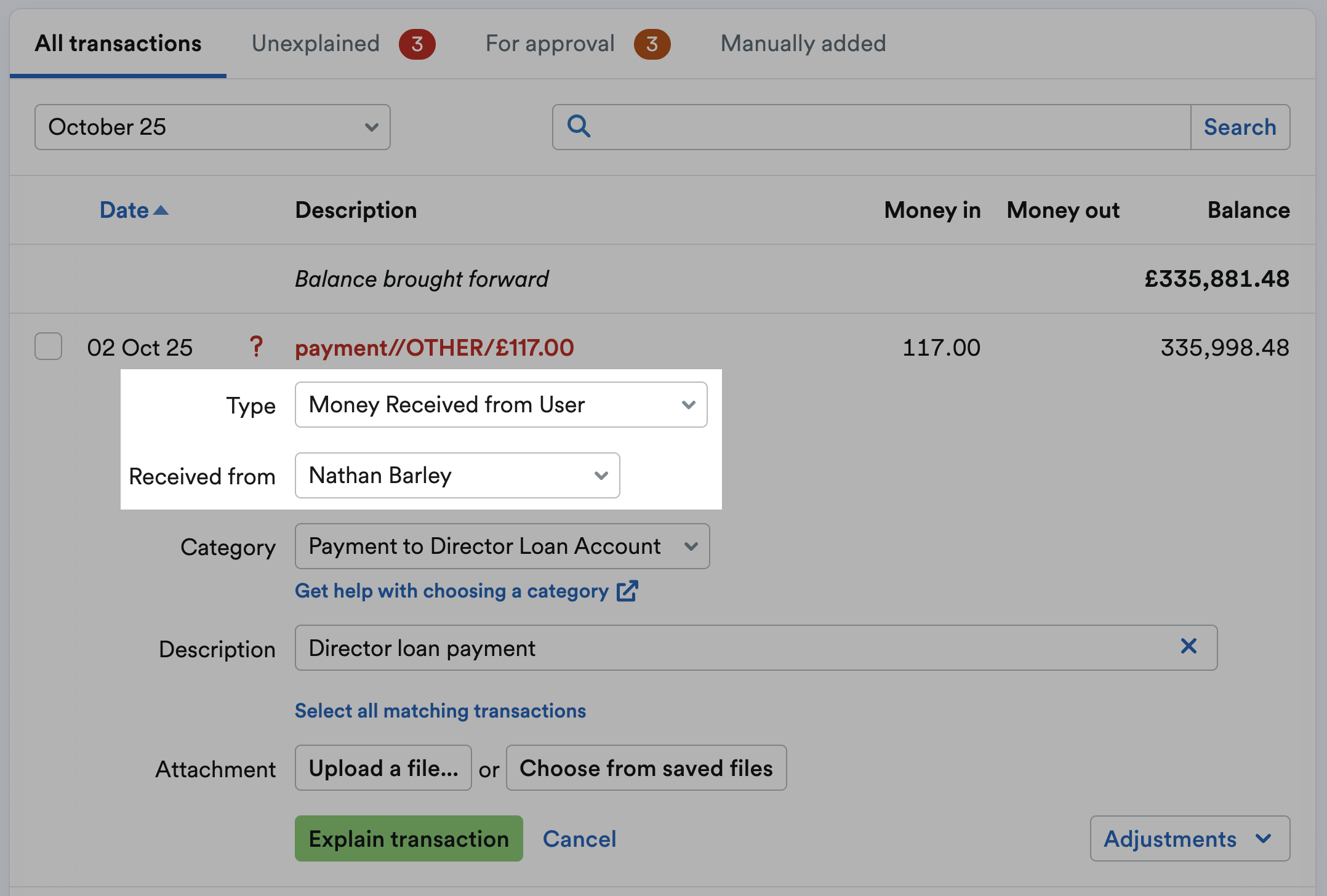 Explain money received into your bank account – FreeAgent