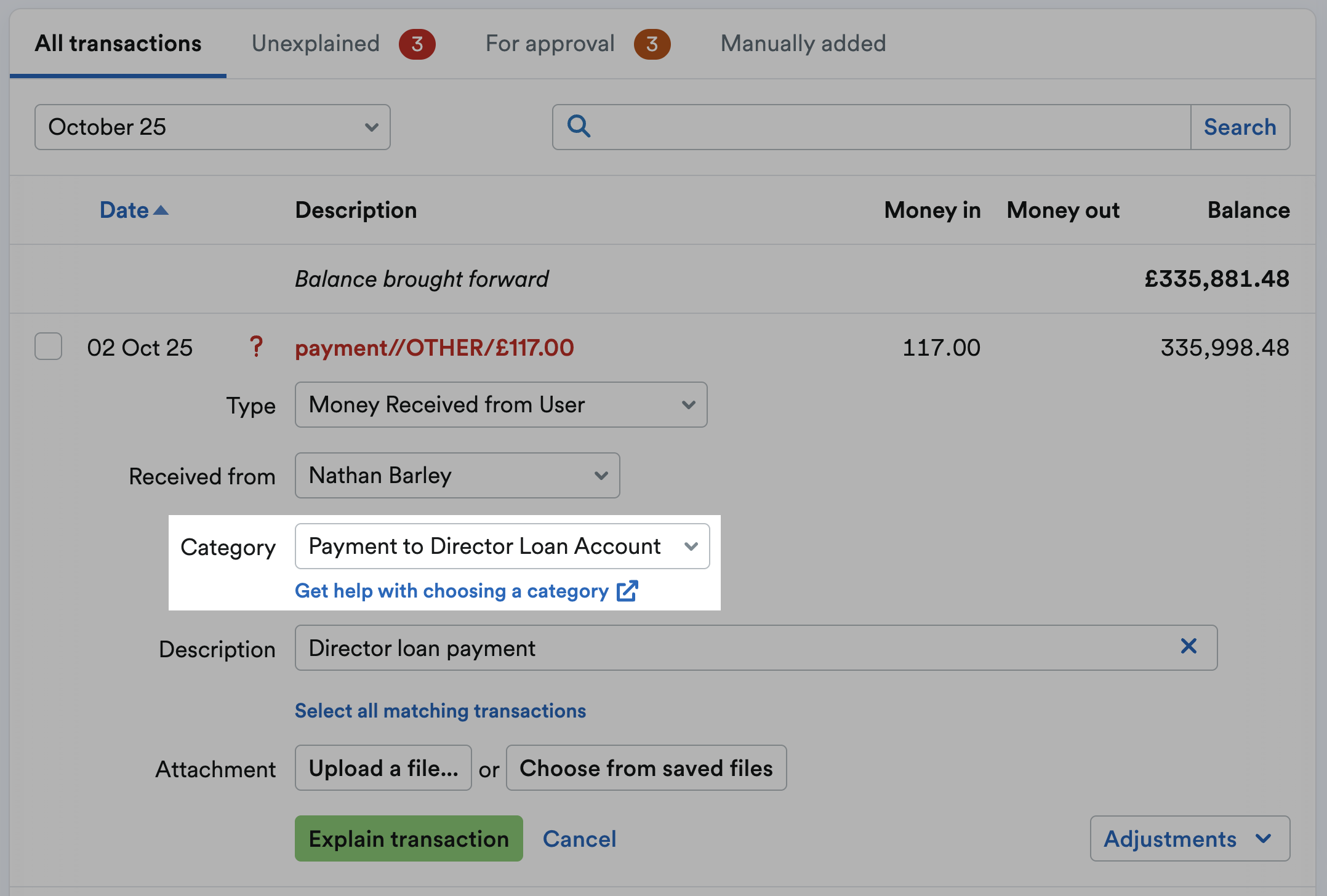 Explain money received into your bank account – FreeAgent