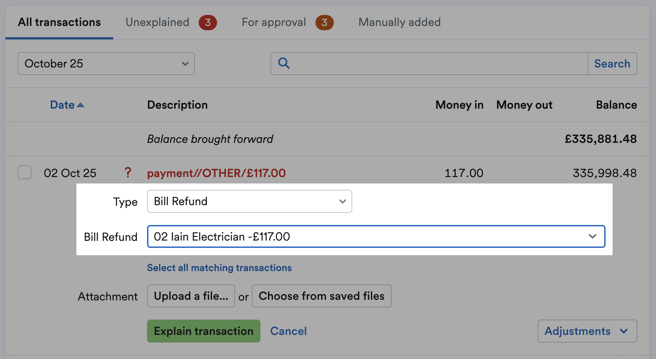 Explain money received into your bank account – FreeAgent