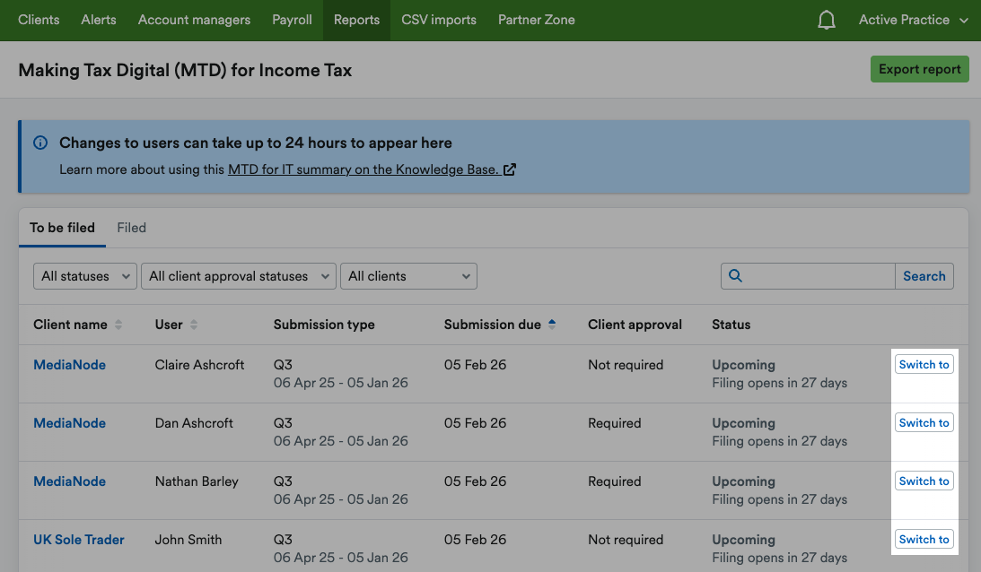 MTD for Income Tax submission summary report – FreeAgent