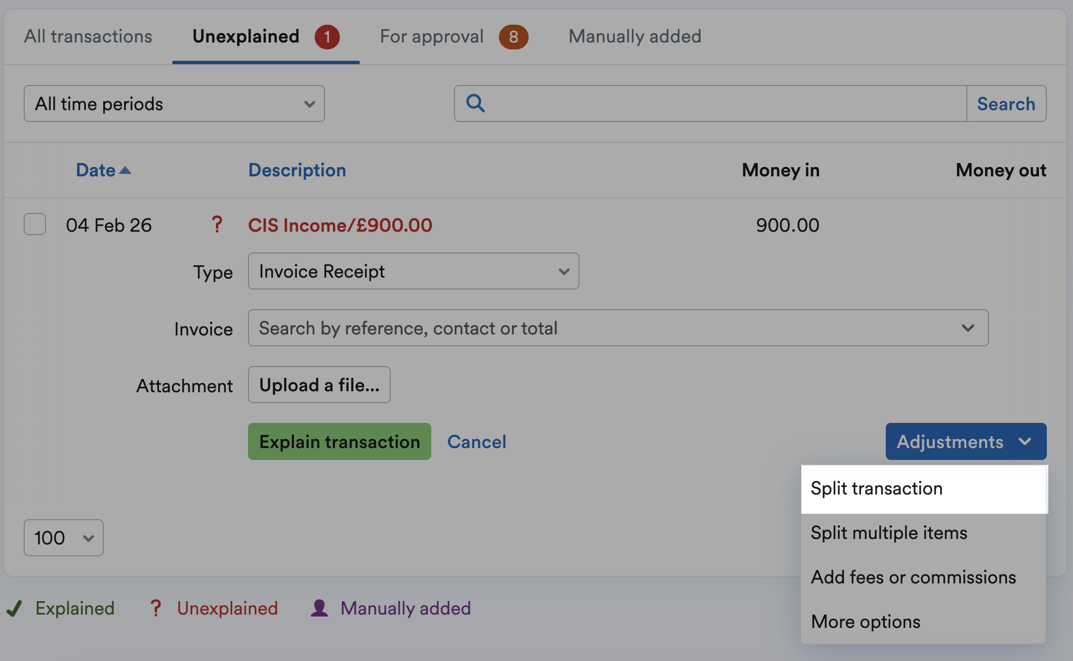 Explain bank transactions as CIS income – FreeAgent