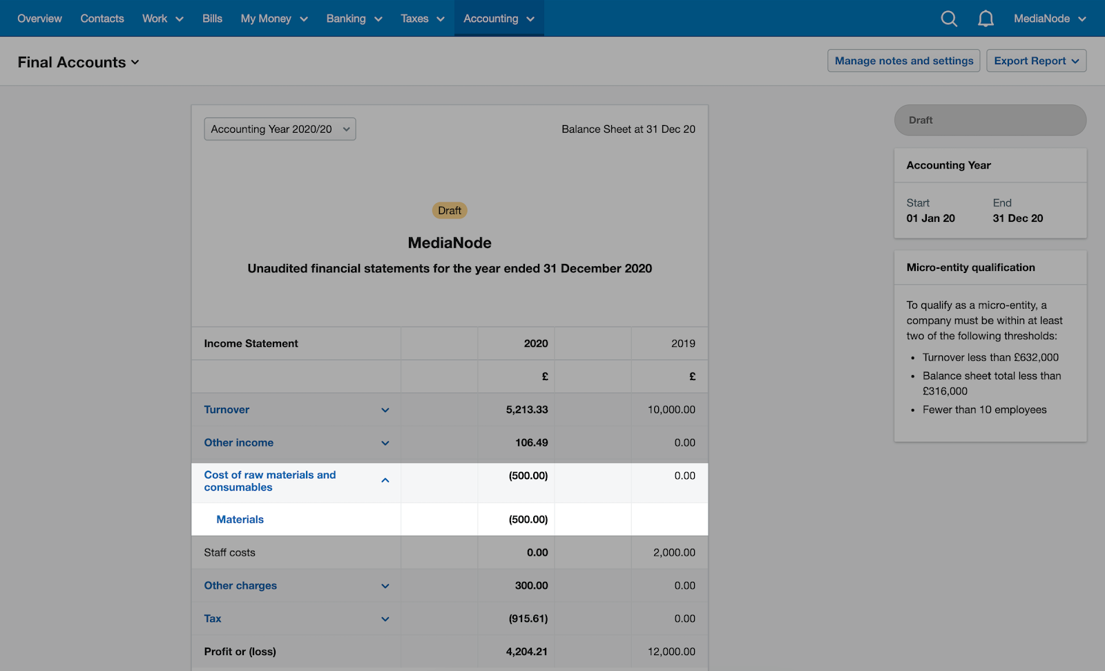 The Final Accounts report for micro-entities – FreeAgent
