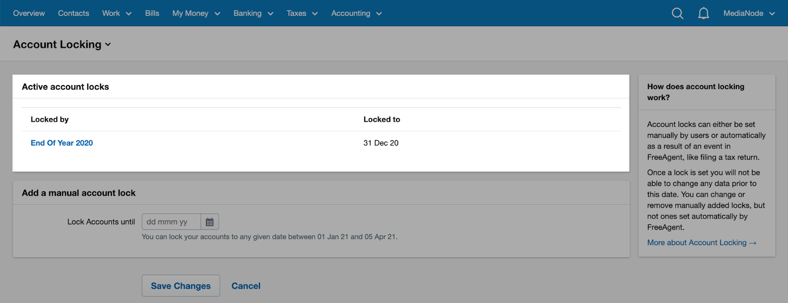 Lock your accounts – FreeAgent