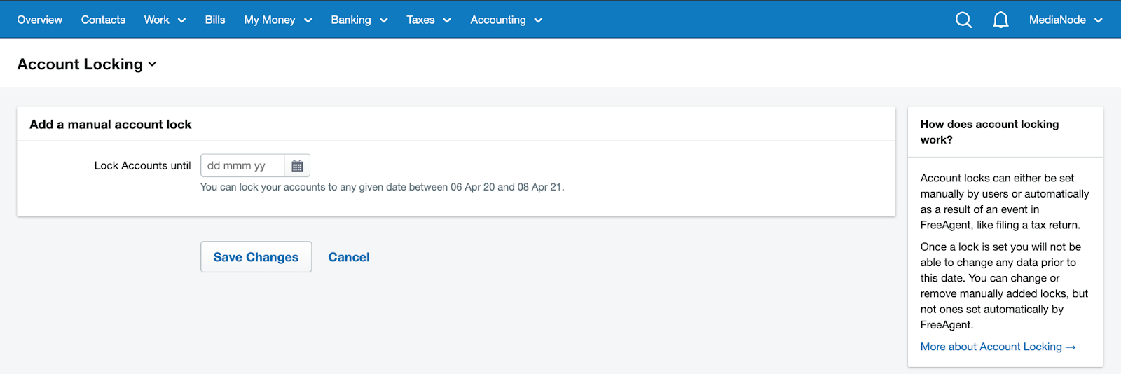 Lock your accounts – FreeAgent