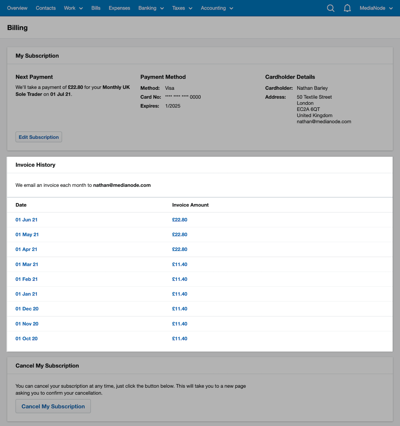 Access your FreeAgent subscription invoices – FreeAgent