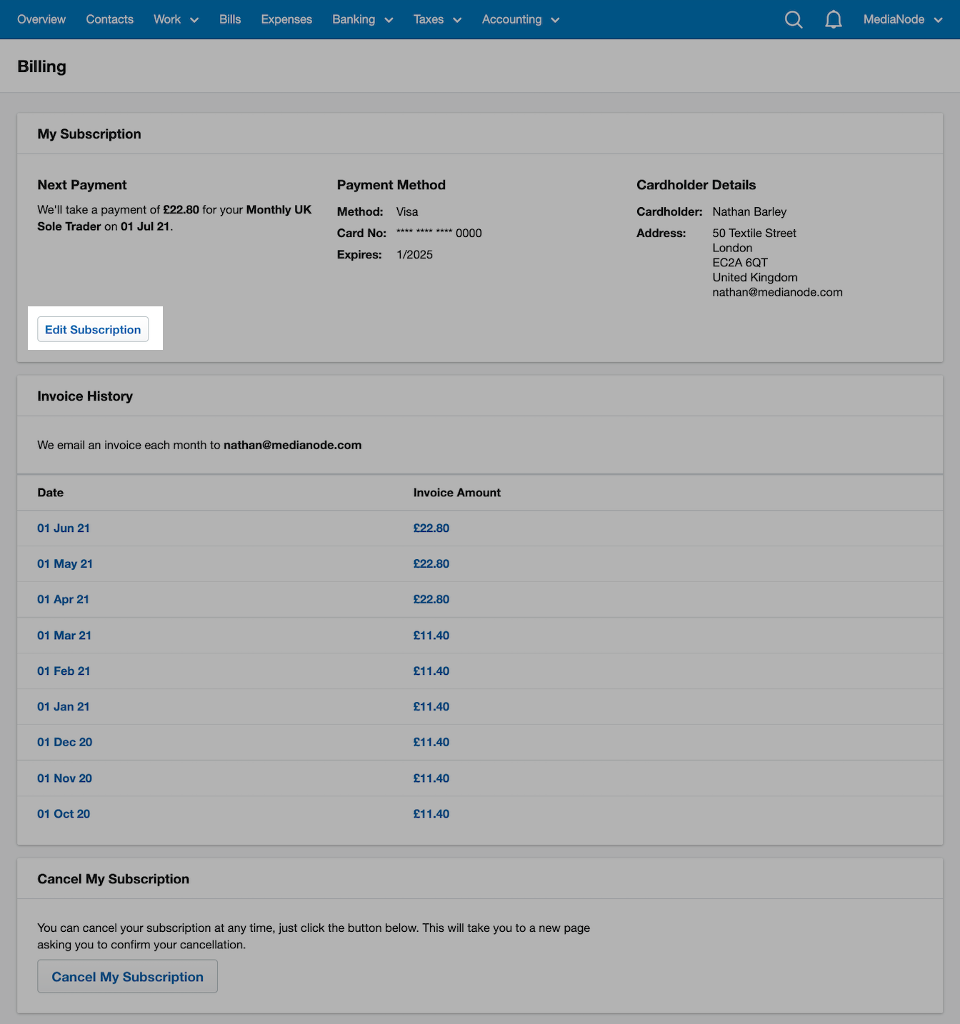 Access your FreeAgent subscription invoices – FreeAgent