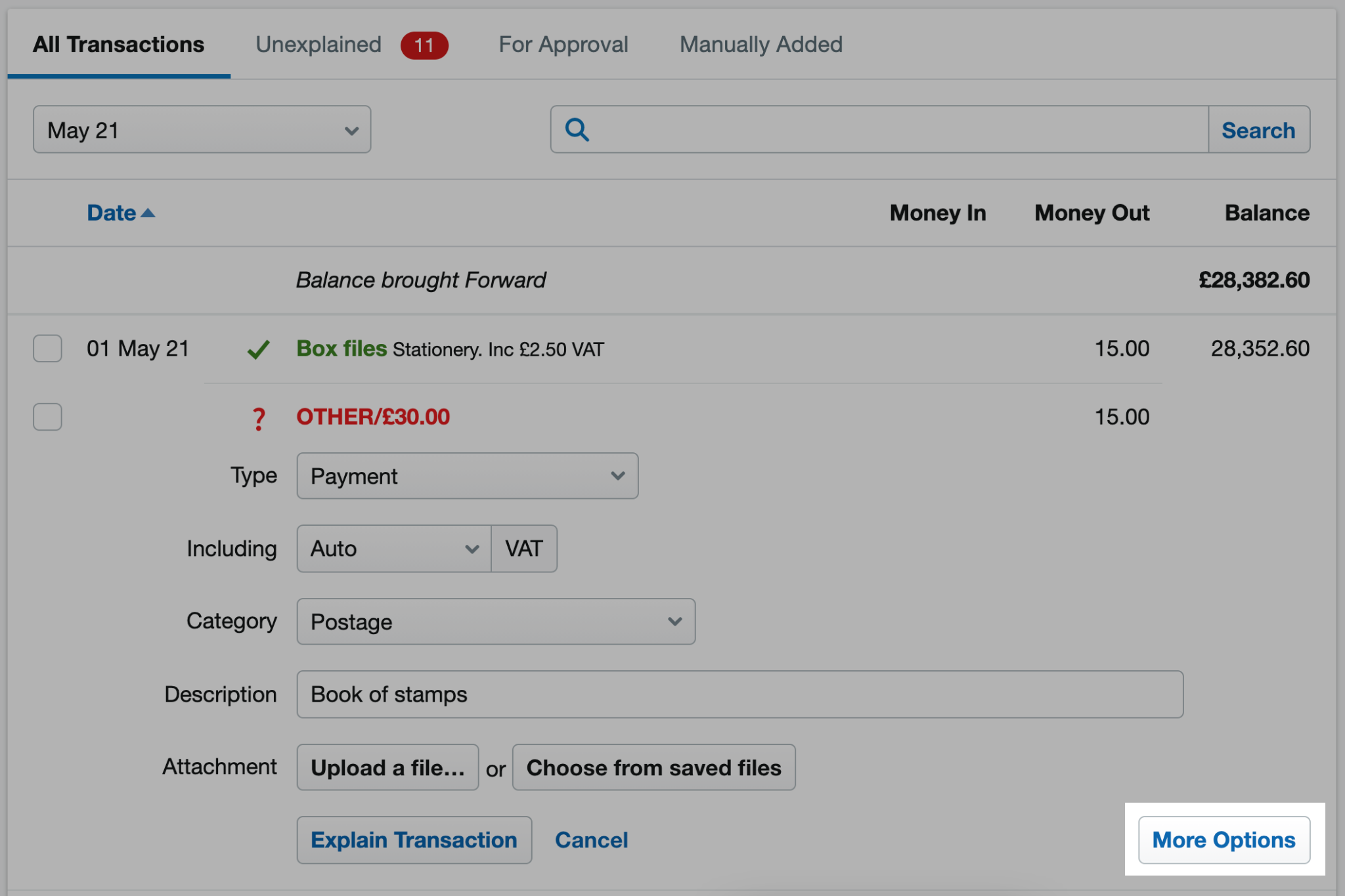 Split a bank transaction between multiple categories – FreeAgent