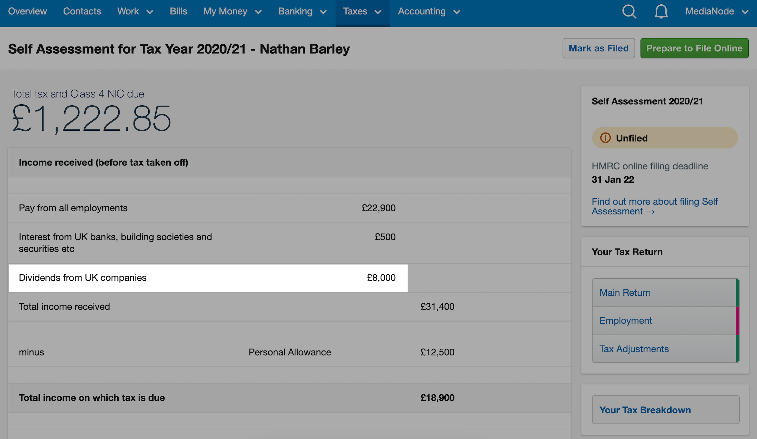 How dividends are recorded on a Self Assessment tax return in FreeAgent ...