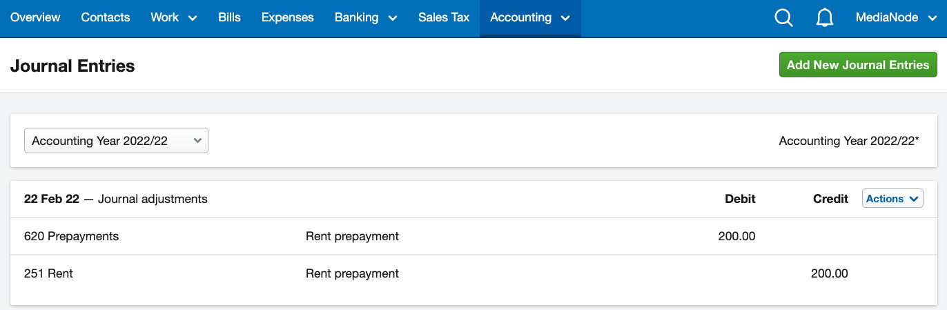 Create journal entries – FreeAgent