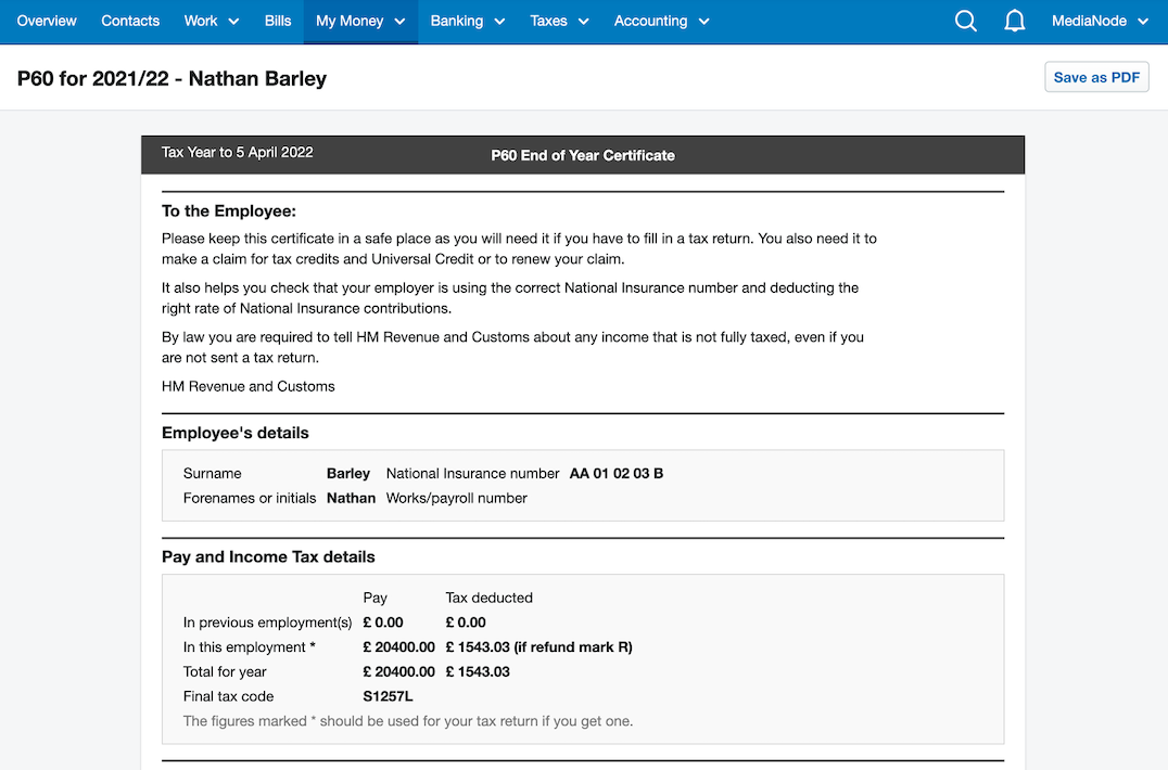 Access P60s in FreeAgent – FreeAgent