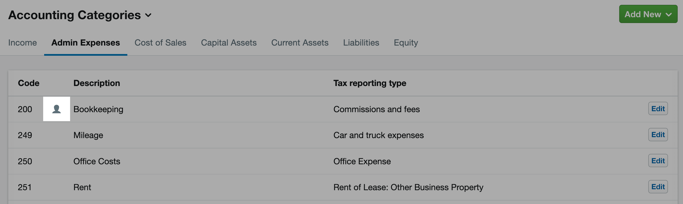 View or edit an accounting category – FreeAgent