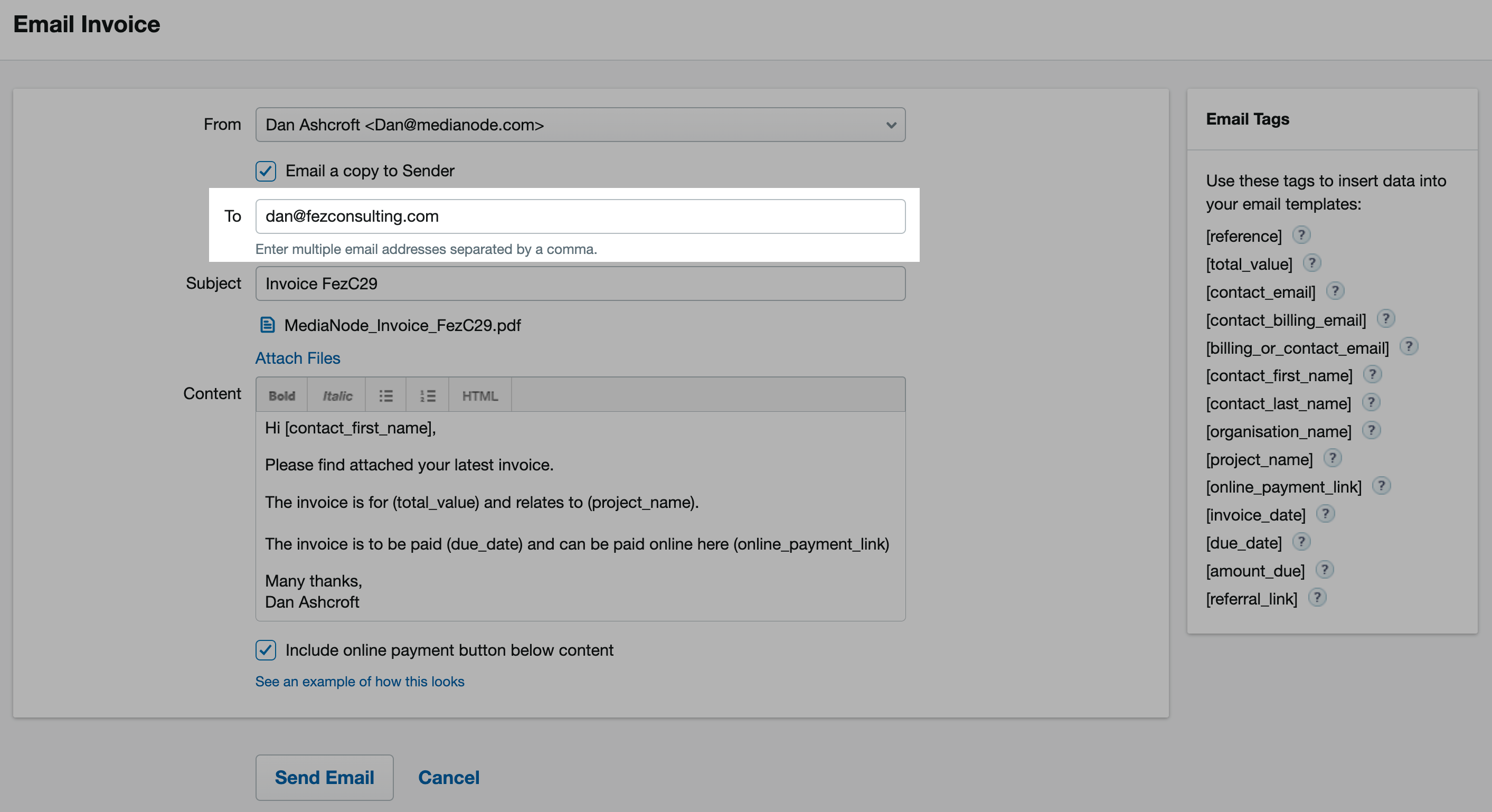 How to send an invoice to a contact – FreeAgent