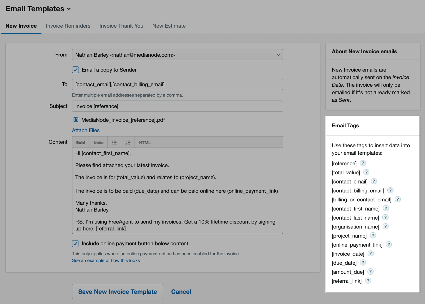 How to set up and send automatic emails for new invoices – FreeAgent
